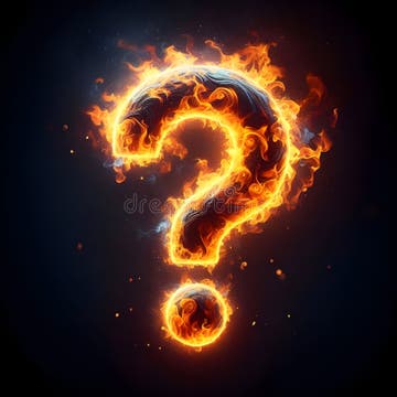 Burning Question Mark Fire Flame on Dark Black Background Stock ...