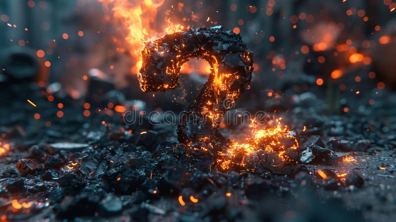 Burning Question Mark Symbol, Abstract Background Fire, Flame, and ...