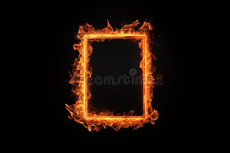 Burning Rectangular Frame. Realistic Hot Fire Shape Stock Vector ...