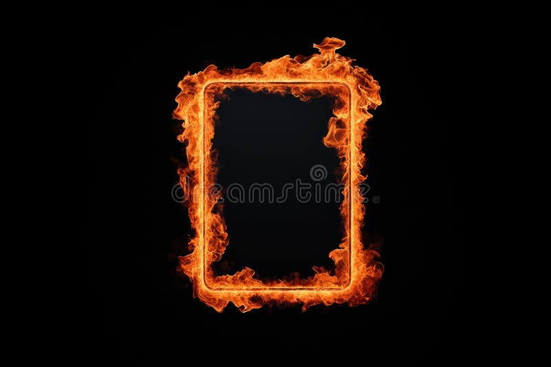 Burning Rectangular Frame. Realistic Hot Fire Shape Stock Vector ...