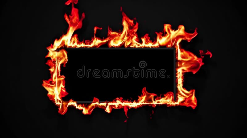 Burning Rectangular Frame Radiating Intense Orange and Red Flames ...