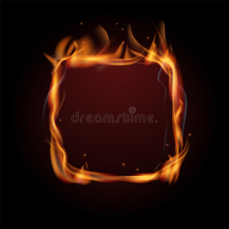 Burning Rectangular Frame on Black Background - AI Generated Fire ...