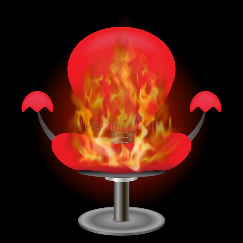 Burning Red Armchair with Fire Flame Background Stock Vector ...