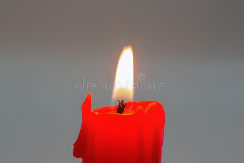 Burning Red Candle Stub Closeup Stock Image - Image of cinder ...