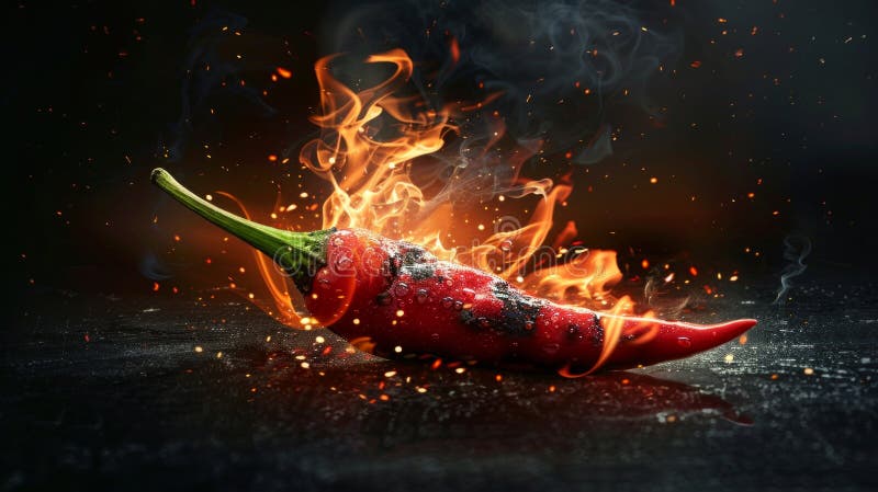Burning Red Hot Chili Pepper Stock Image - Image of chilli, cuisine ...