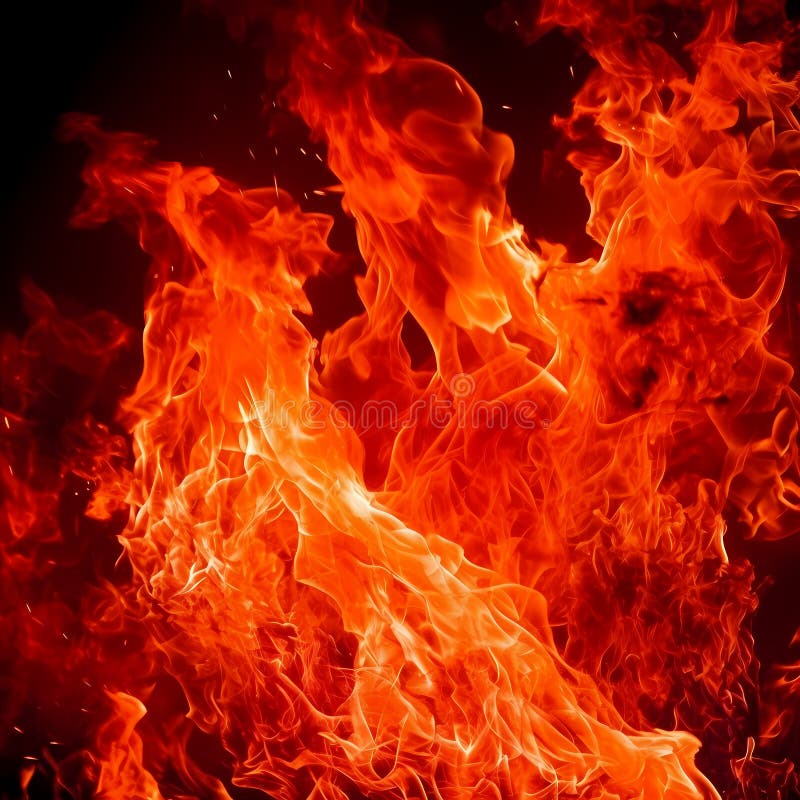 Burning Red Hot Sparks Fly from a Big Fire, Fire Overlay Made with ...