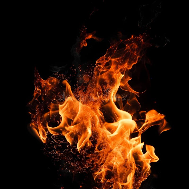 Burning Red Hot Sparks Fly from a Big Fire, Fire Overlay Made with ...