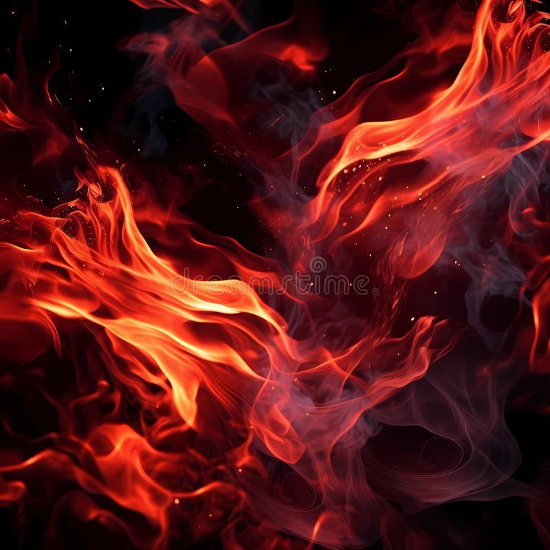 Burning Red Hot Sparks Fly from a Big Fire, Fire Overlay Made with ...