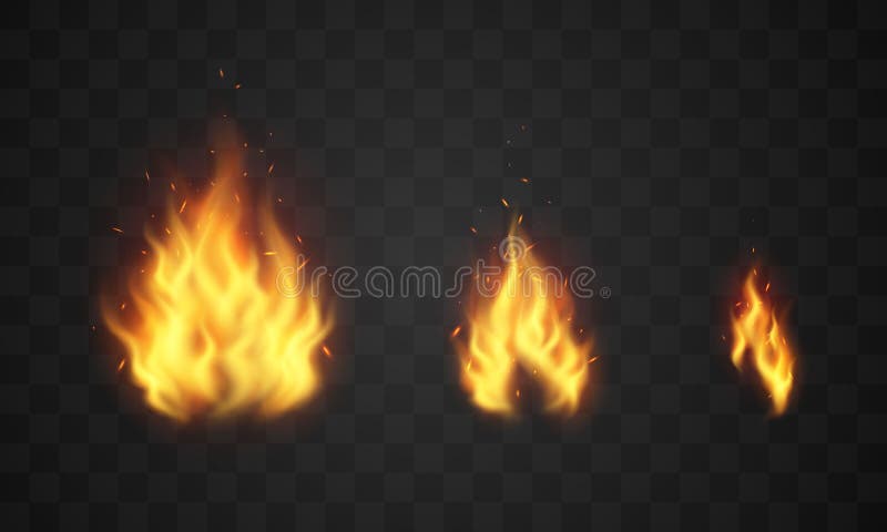 Burning Red Hot Sparks Realistic Fire Flames Stock Vector ...