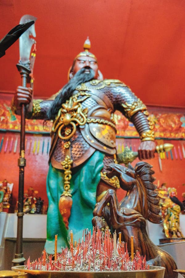 Burning Red Incense Sticks in Small Chinese Temple Stock Image - Image ...