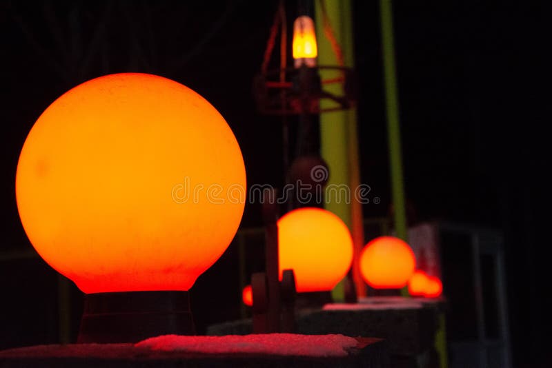 Burning Red Light in the Night Stock Image - Image of lamp, night ...