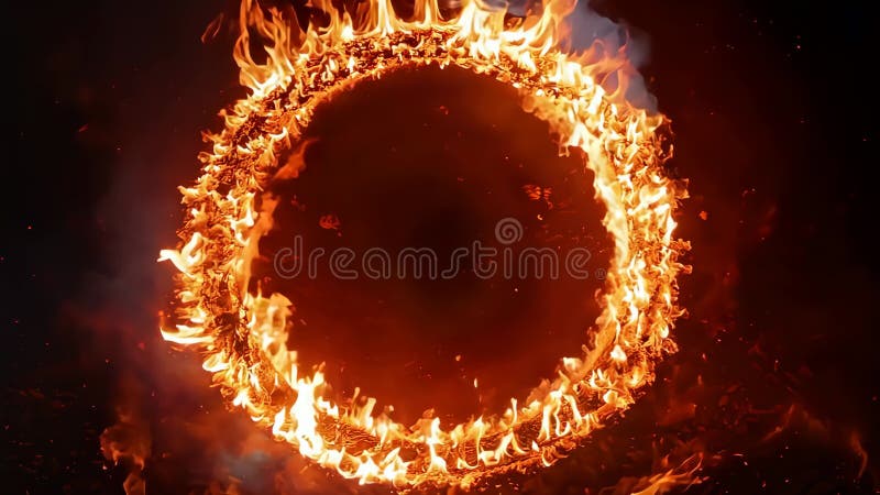 Burning Ring of Fire with Dark Background, Fiery Concept Stock Video ...