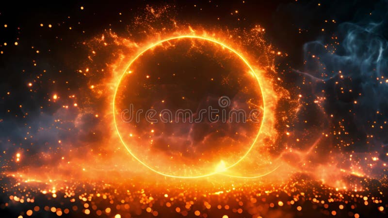 Burning Ring on Fire. Fire Flames in Circle. 4K Motion Background ...