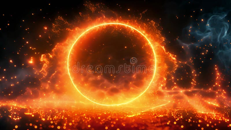 Burning Ring on Fire. Fire Flames in Circle. 4K Motion Background ...