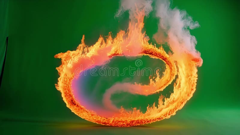 Burning Ring of Fire Rotating on Green Screen Stock Footage - Video of ...