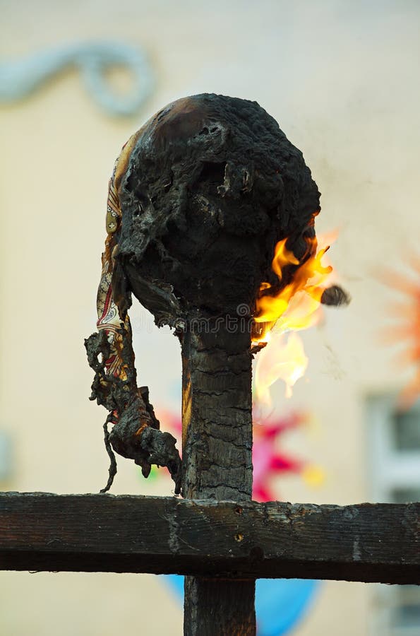 Burning Ritual Dolls on Pagan Celebration of Spring. Stock Image ...