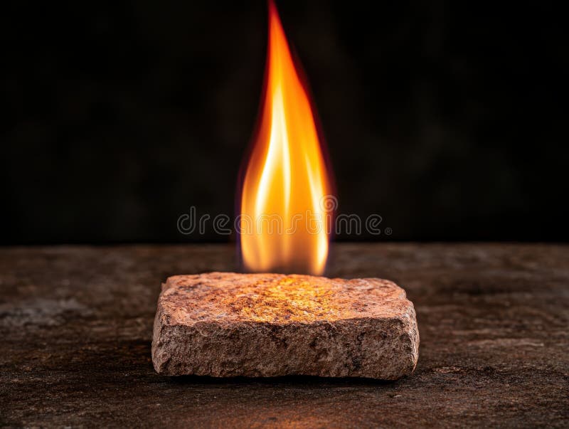 Burning Rock on a Dark Surface Stock Illustration - Illustration of ...