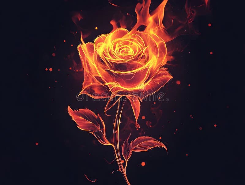 Cool Burning Fire Rose Burn Floral Flower Flames Stock Illustration ...