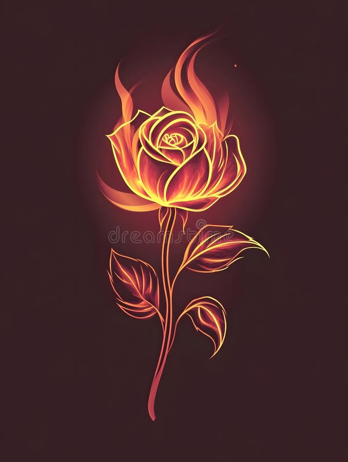 Burning Fire Rose Burn Floral Flower Flames Stock Illustration ...