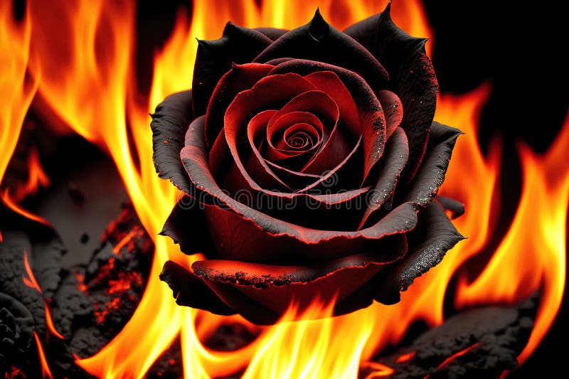 A Burning Rose in the Center of a Fire. Stock Photo - Image of blossom ...