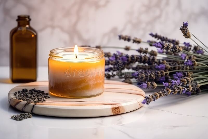 Burning Scented Candle in a Glass Jar Stock Illustration - Illustration ...