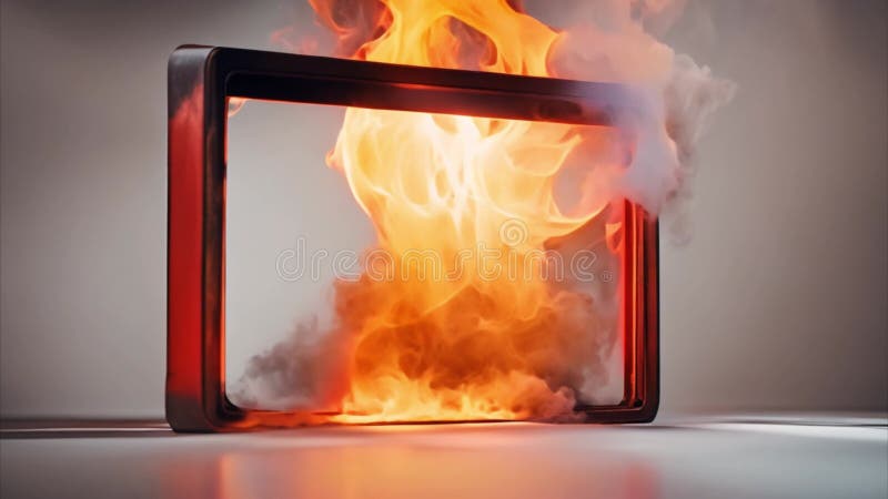 Burning Screen - Digital Apocalypse Stock Video - Video of flames ...
