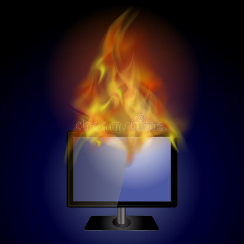 Fire Burning In The Monitor Stock Illustration - Illustration of ...