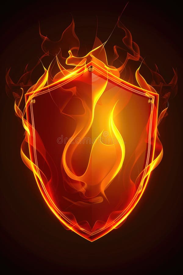 Burning Shield Icon stock illustration. Illustration of fire - 371350775
