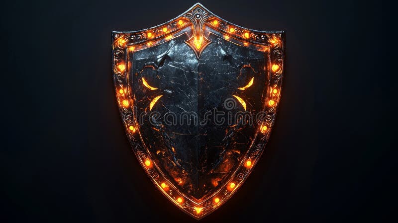 Burning Shield stock illustration. Illustration of light - 335258979