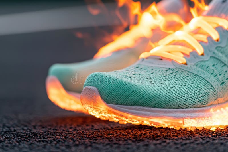 Burning Shoe on Running Track Stock Illustration - Illustration of ...