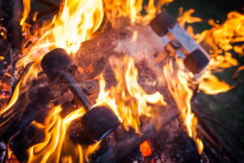 Burning skateboard stock image. Image of active, activity - 55432913