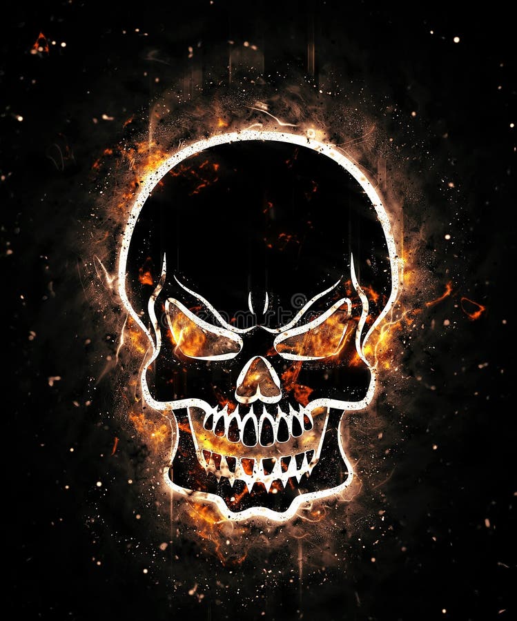 Burning skull stock illustration. Illustration of shiny - 68682912
