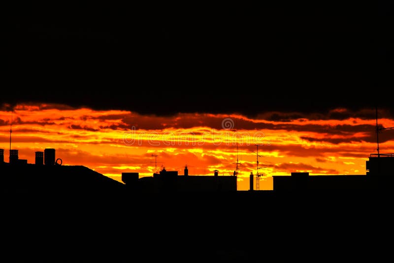 Burning sky stock photo. Image of burning, city, sunset - 157292242
