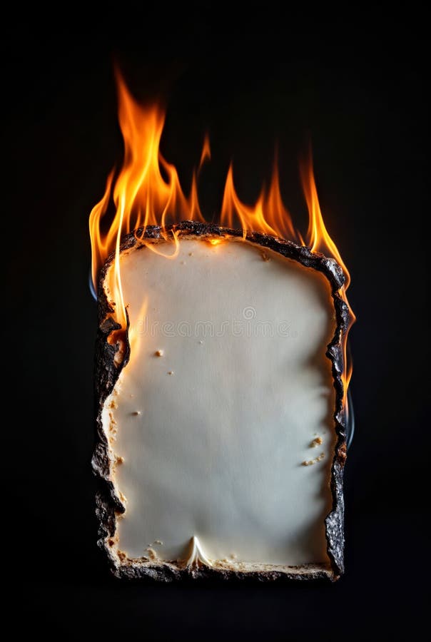 Burning Slice of Paper Against Dark Background Stock Illustration ...