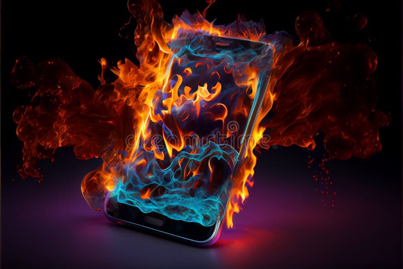 Burning Smartphone, Phone Burning Open Flame Stock Illustration ...