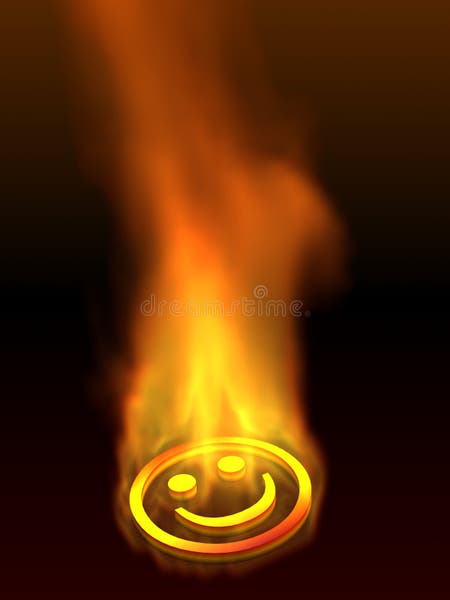 Burning smiley icon stock illustration. Illustration of fire - 6996746