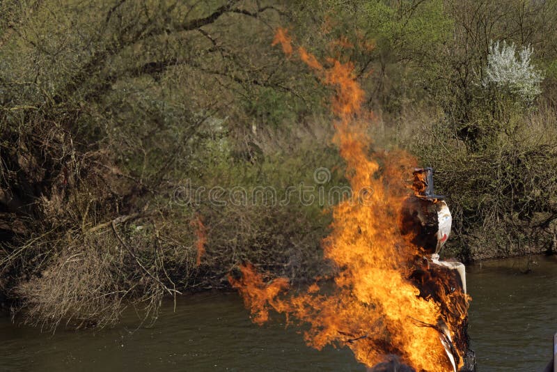 Burning Snowman Figure, Tradition Stock Photo - Image of germany ...