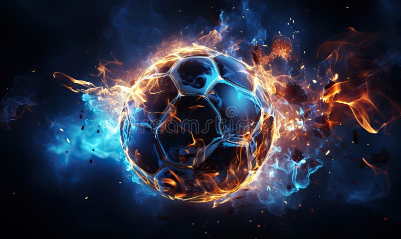Burning Soccer Ball on a Dark Abstract Background. Stock Photo - Image ...