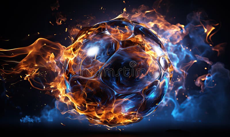 Burning Soccer Ball on a Dark Abstract Background. Stock Photo - Image ...