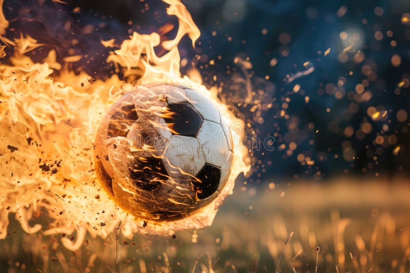 A Burning Soccer Ball in an Open Field Stock Photo - Image of ...
