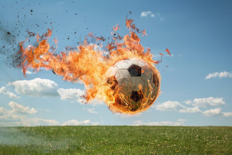 A Burning Soccer Ball in an Open Field, Caution and Danger Implied ...