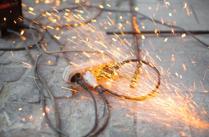Spark electrical discharge stock image. Image of ions - 129988791