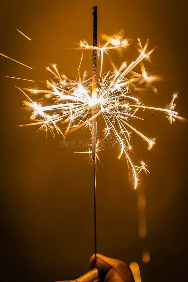 Burning Sparking Stick Starlight Fireworks Pyrotechnic Dark Black Warm ...