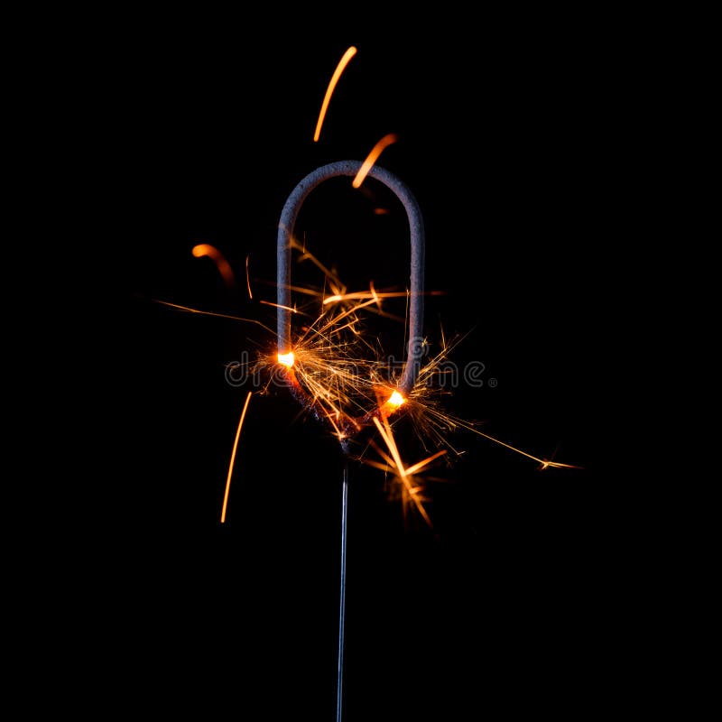Burning Sparkler Shape Number Zero Digit 0 Isolated Black Stock Photos ...
