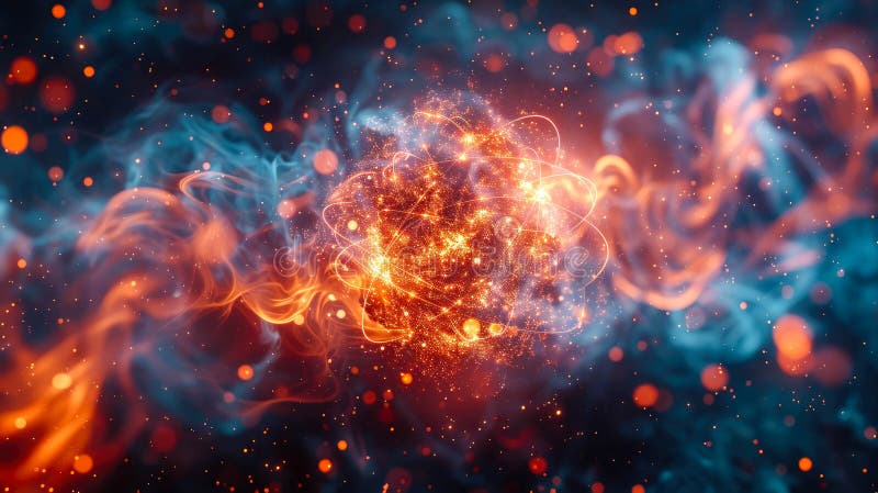 Burning Sphere with Fire on Dark Background Stock Illustration ...