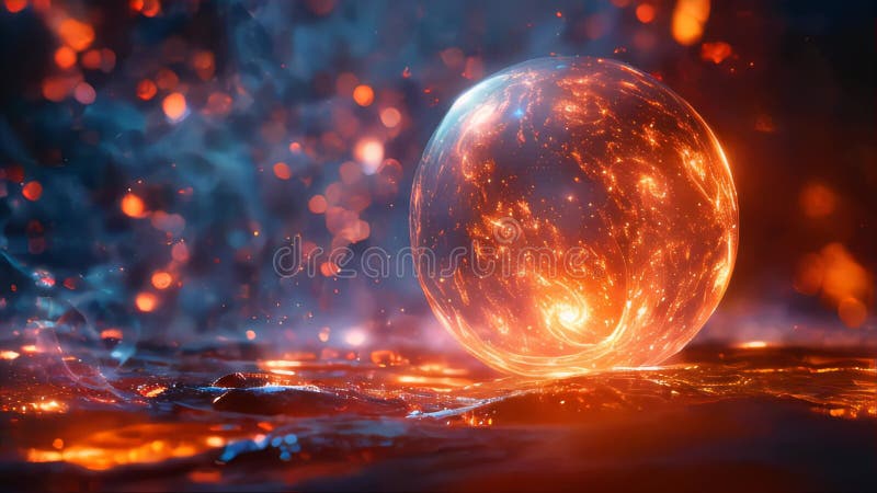 Burning Sphere with Fire on Dark Stock Footage - Video of hell, energy ...