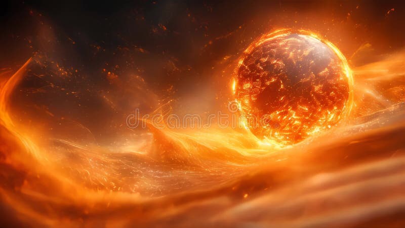 Burning Sphere with Fire on Dark Stock Footage - Video of chemistry ...