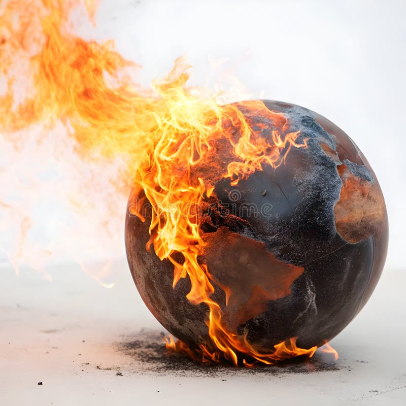Burning Sphere in Fire Isolated on White Background Stock Illustration ...