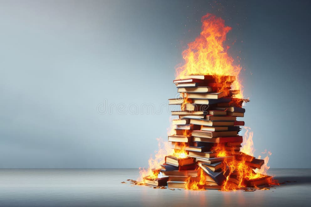 Burning Stack of Books. Place for Text. Stock Image - Image of burning ...