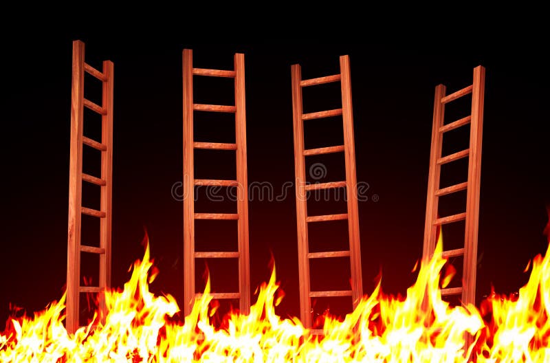 Burning Staircase . Emergency Exit Stock Image - Image of concepts ...